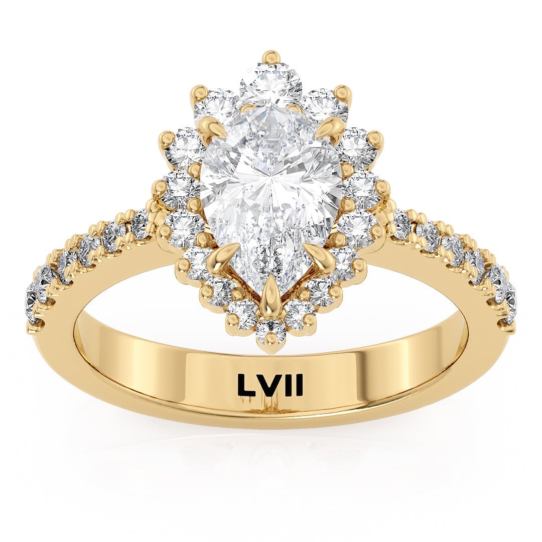 Pear Shaped Ballerina Style Diamond Engagement Ring - The Amara Ring