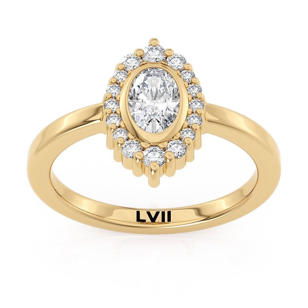 Vintage Style Oval Halo Diamond Engagement Ring - The Cordelia Ring