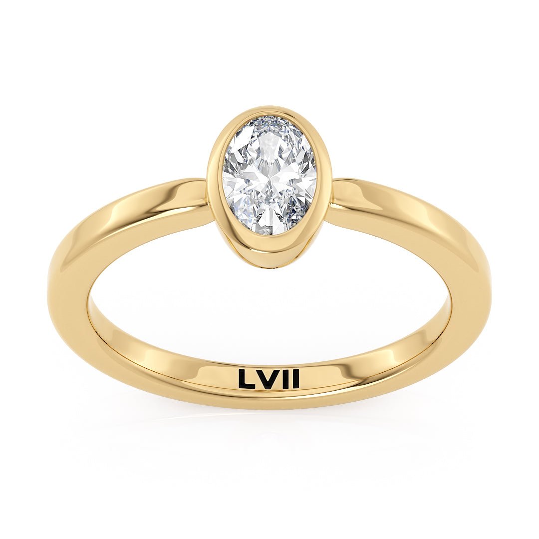 Bezel Set Diamond Engagement Ring Vintage Solitiare Moissanite Ring