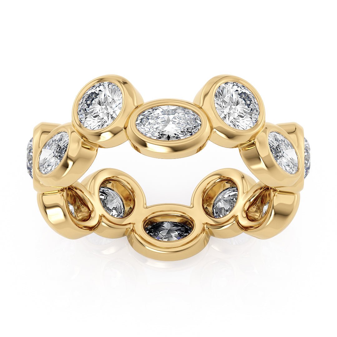 Mixed Cut Bezel Set Ladies Wedding Eternity Band with Lab-Grown Diamon
